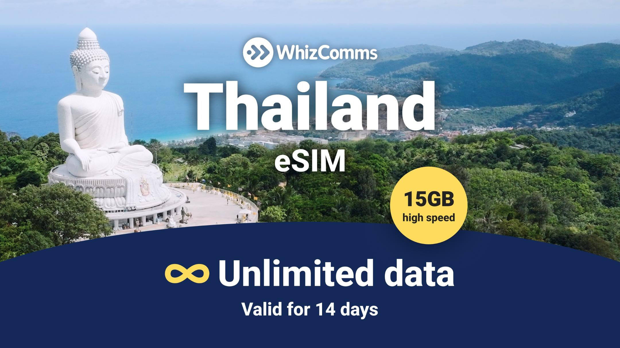 泰国的WhizComms 14-Day 15GB Unlimited Thailand eSIM - Instant Activation & Nationwide Coverage | Pelago